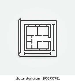 Paper House Plan Outline Vector Concept Stock Vector (Royalty Free ...
