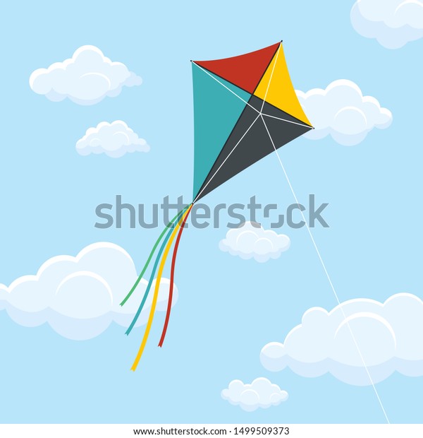 Paper Kite On Blue Sky Vector Stock Vector (Royalty Free) 1499509373 ...