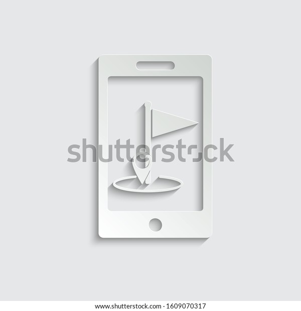 Paper Mobile Phone Icon Map Point Stock Vector (Royalty Free ...