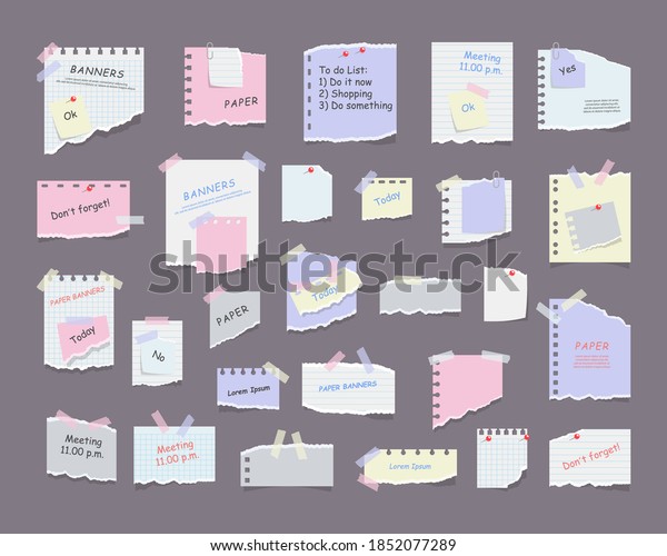 Paper Notes On Stickers Notepads Memo Stock Vector (Royalty Free ...
