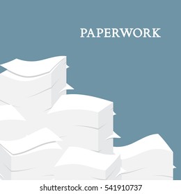 Paper Pile Flat Illustration Paperwork Office Stock Vector (Royalty ...