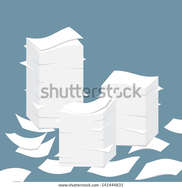 Paper Pile Flat Illustration Paperwork Office Stock Vector (Royalty ...