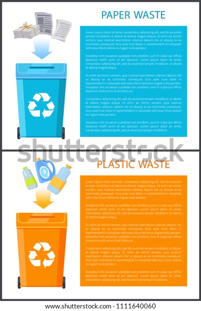 Paper Plastic Waste Posters Collection Bins Stock Vector (Royalty Free ...