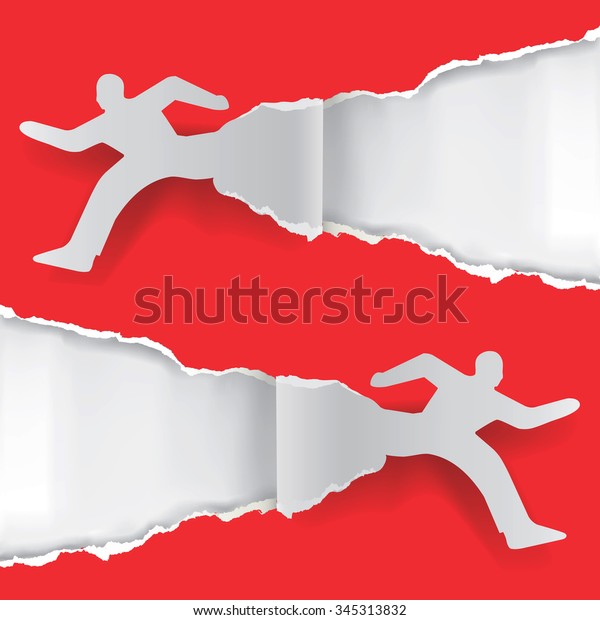 Paper Running Man Ripping Paper Paper Stock Vector (Royalty Free) 345313832