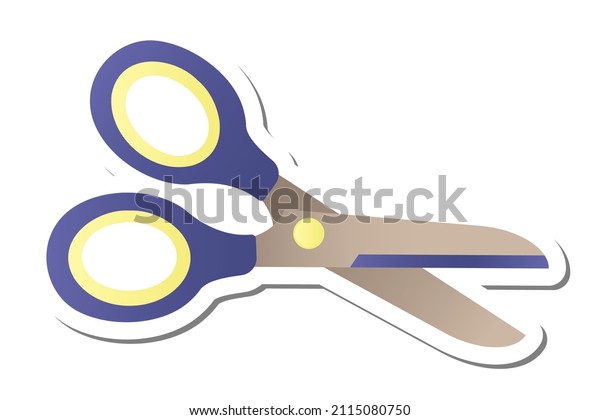 Paper Scissors Sticker Isolated On White Stock Vector (Royalty Free ...