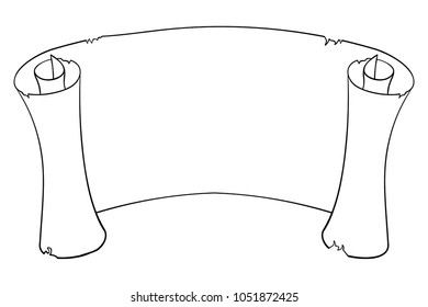 Paper Scroll Outline Drawing Vector Illustration Stock Vector (Royalty ...