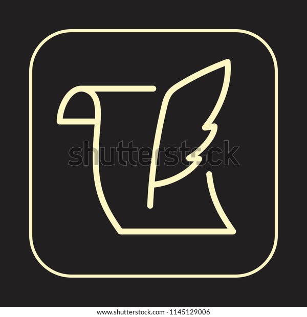 Paper Scroll Quill Icon Writing Feather Stock Vector (Royalty Free ...