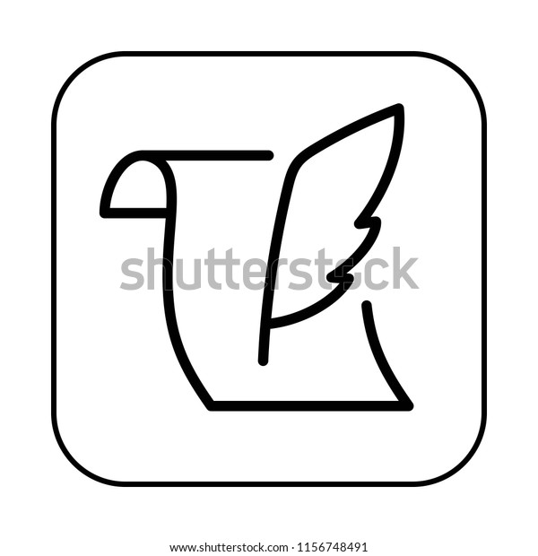 Paper Scroll Quill Icon Writing Feather Stock Vector (Royalty Free ...