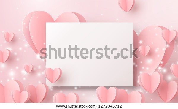 Paper Sheet Hearts Flying On Pink Stock Vector (Royalty Free) 1272045712