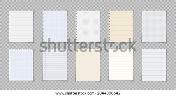 Paper Sheets Lines Squares Memo Notebook Stock Vector (Royalty Free ...