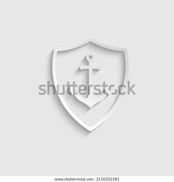 Paper Sheild Anchor Icon Vector Stock Vector (Royalty Free) 2150202381 ...