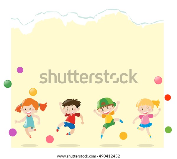 Paper Template Kids Playing Balls Illustration Stock Vector (Royalty ...