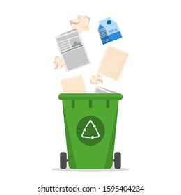 Paper Waste Falling Trash Box Vector Stock Vector (Royalty Free ...