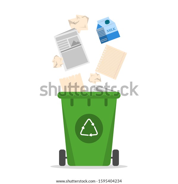 Paper Waste Falling Trash Box Vector Stock Vector (Royalty Free ...