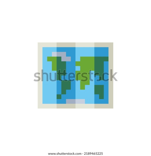 Paper World Map Pixel Art Style: เวกเตอร์สต็อก (ปลอดค่าลิขสิทธิ์ ...