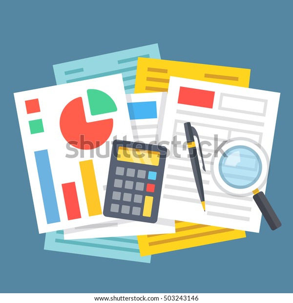 Paperwork Office Work Financial Analysis Accounting Stock Vector ...