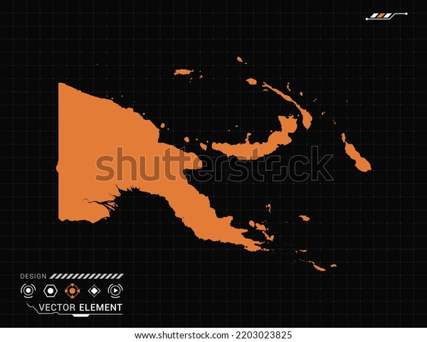 Papua New Guinea Map Orange Digital Stock Vector (Royalty Free ...