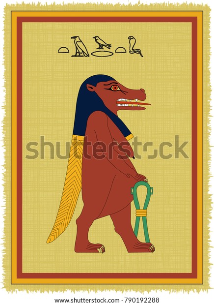 Papyrus Image Taurt Ancient Egyptian Goddess Stock Vector (Royalty Free ...