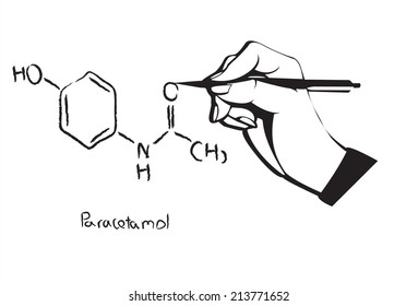 Paracetamol Acetaminophen Molecule Structure Drawing Hand Stock Vector ...