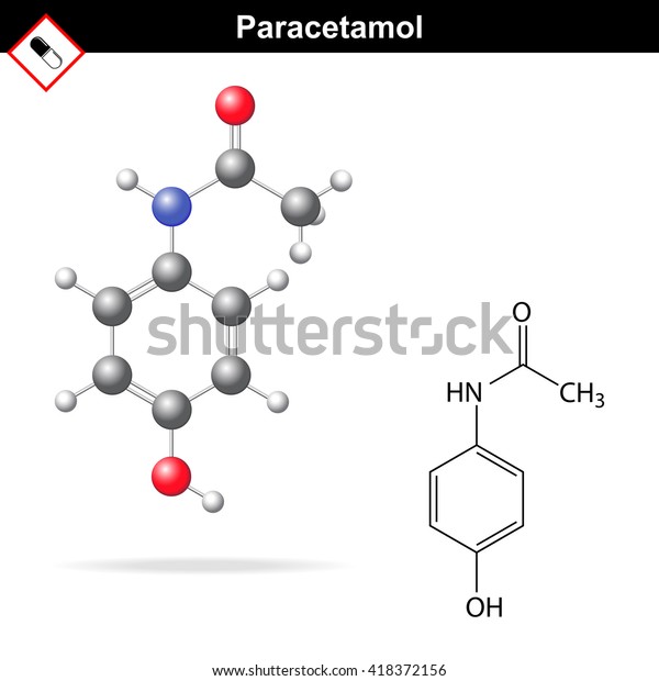 Paracetamol - molecular chemical formula and model, 3d & 2d ...