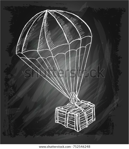 Parachute Box Delivery Sketch Stock Vector (Royalty Free) 752546248 ...