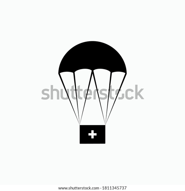 Parachute Icon Dropping Aid Plane Symbol Stock Vector (Royalty Free ...