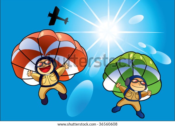 Parachute Jumping : image vectorielle de stock (libre de droits) 36560608