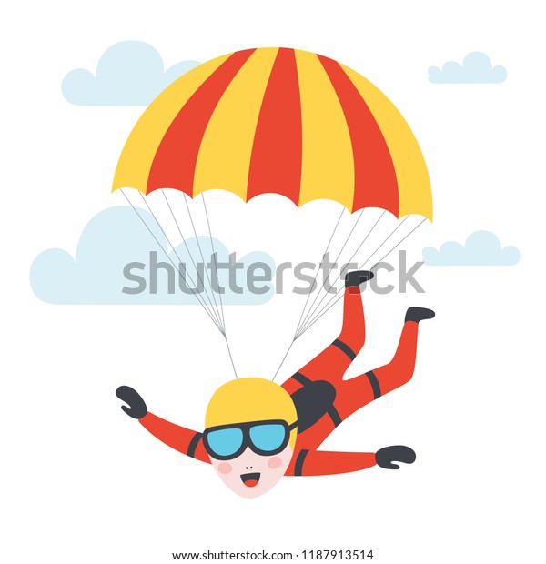 Parachutist Jumping Parachute Sky Vector Illustration Stock Vector ...