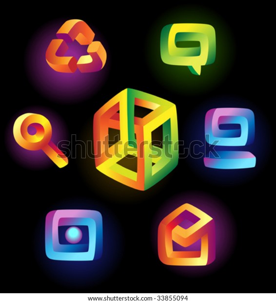 Paradoxical Icons Iridescent Colors Vector Illustration Stock Vector ...