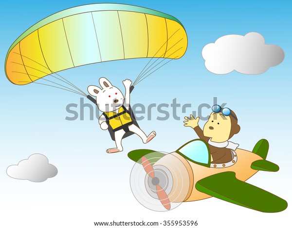 Paraglider Propeller Animals Having Adventure By Stock Vector (Royalty ...