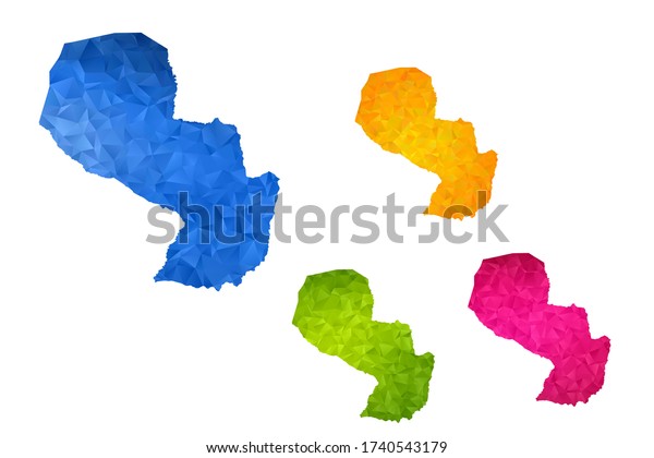 Paraguay Map Set Geometric Rumpled Triangular Stock Vector (Royalty ...