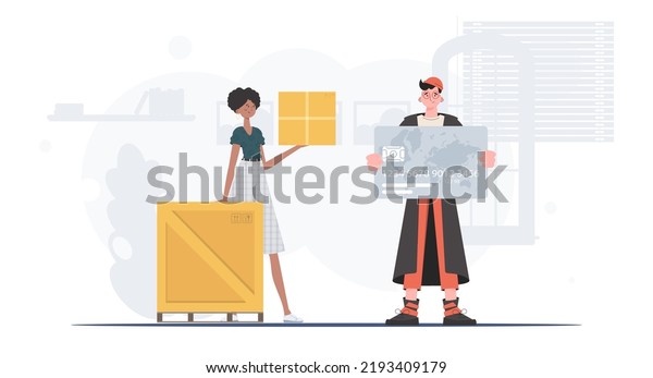 Parcel Delivery Cartoon Style Vector Illustration Stock Vector (Royalty ...