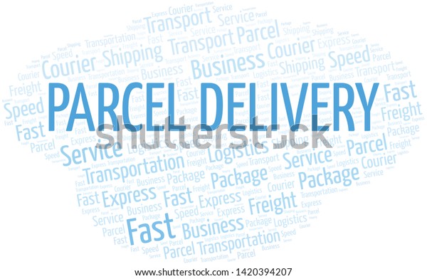 Parcel Delivery Word Cloud Wordcloud Made: vector de stock (libre de ...