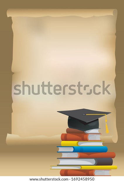 Parchment Paper Graduation Cap On Stack: เวกเตอร์สต็อก (ปลอดค่า ...