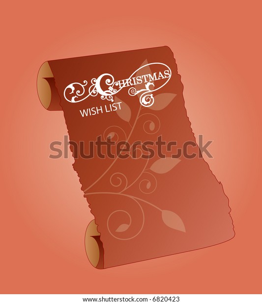 Parchment Scroll Christmas Wish List Filigree Stock Vector (Royalty ...