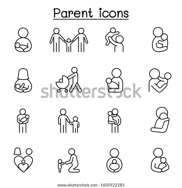 Parent Family Icon Set Thin Line Stock Vector (Royalty Free) 1605922282 ...