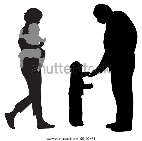 Parents Children Silhouette Vector Stock Vector (Royalty Free) 55102681