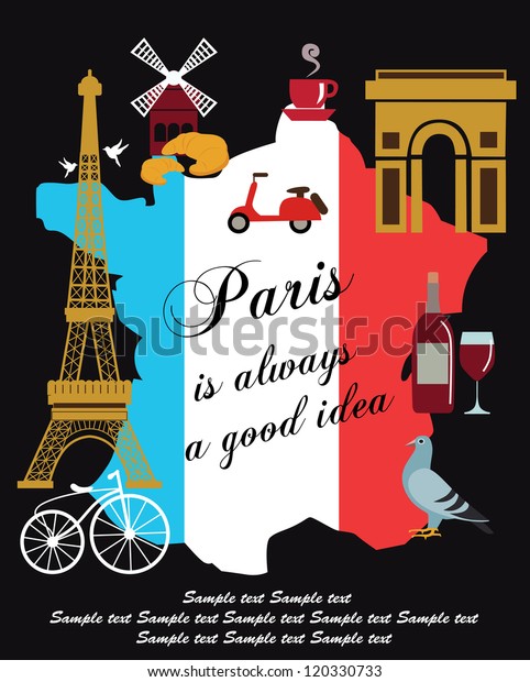 Paris Card Design Vector Illustration Stock Vector (Royalty Free ...