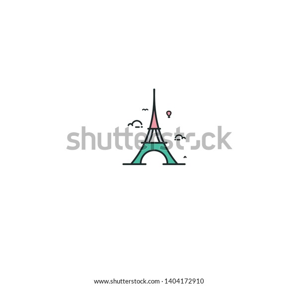 Paris Eiffel Tower Paris Cartoon Art: vector de stock (libre de ...