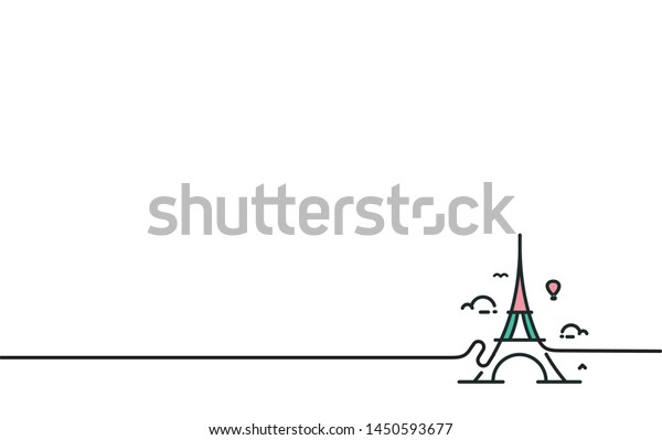 Paris Eiffel Tower Paris Cartoon Art Stock Vector (Royalty Free ...
