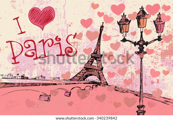 Paris Grunge Background Eiffel Tower Stock Vector (Royalty Free ...