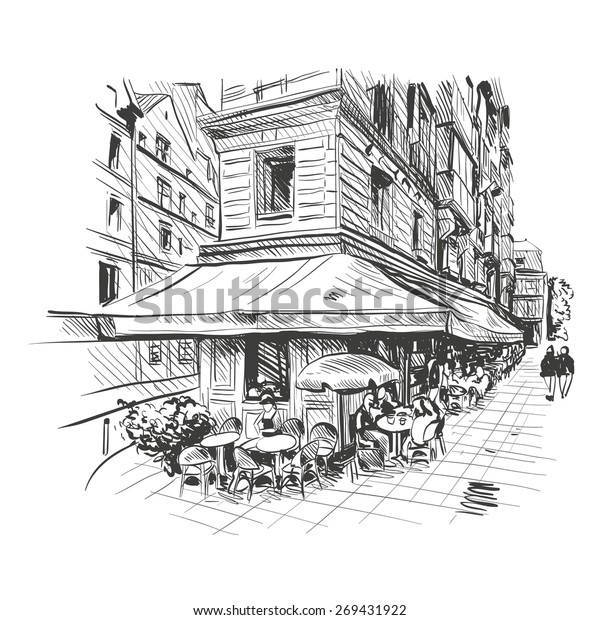 Paris Outdoor Cafe Vector Illustration Stock Vector (Royalty Free ...