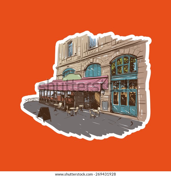 Paris Outdoor Cafe Vector Illustration Stock Vector (Royalty Free ...