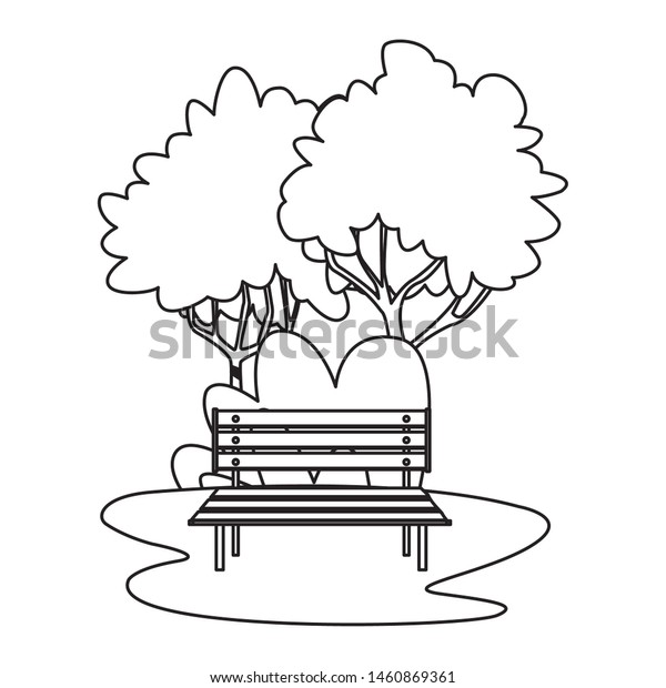 Park Bench Trees Cartoon Vector Illustration Stock Vector (Royalty Free ...