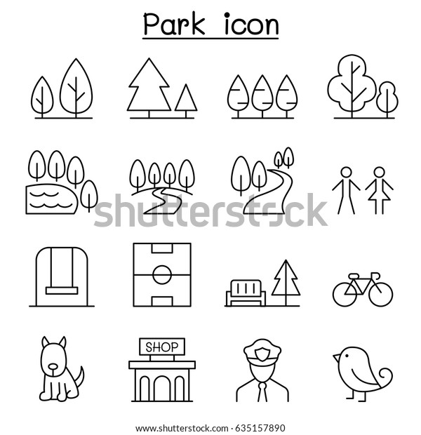 Park Icon Set Thin Line Style Stock Vector (Royalty Free) 635157890 ...