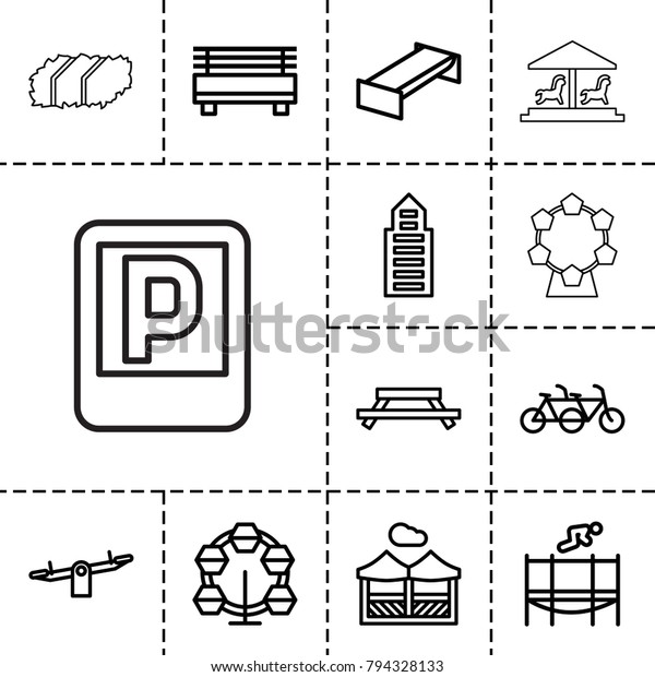 Park Icons Set 13 Editable Outline Stock Vector (Royalty Free ...