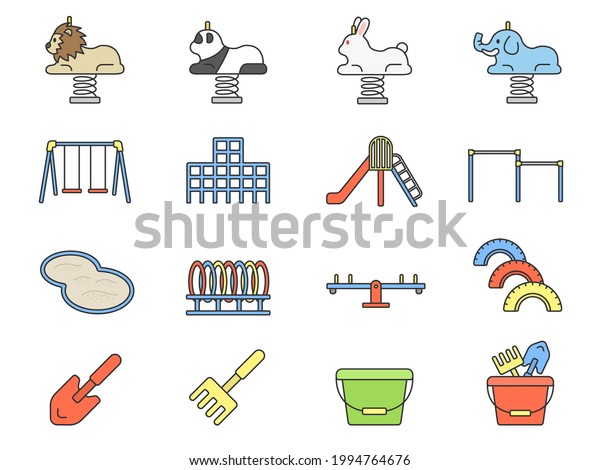 Park Playset Icon Illustration Set Stock Vector (Royalty Free ...