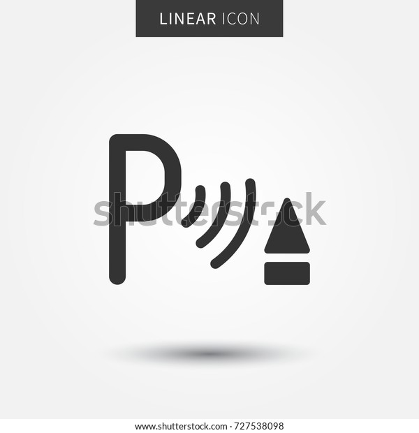Parking assist system vector icon. Smart car assistance autopilot line ...