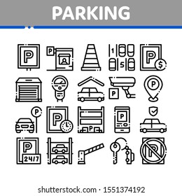 Parking Car Collection Elements Icons Set Stock Vector (Royalty Free ...
