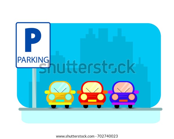 Parking Concept Red Car Flat Style Stock Vector (Royalty Free ...